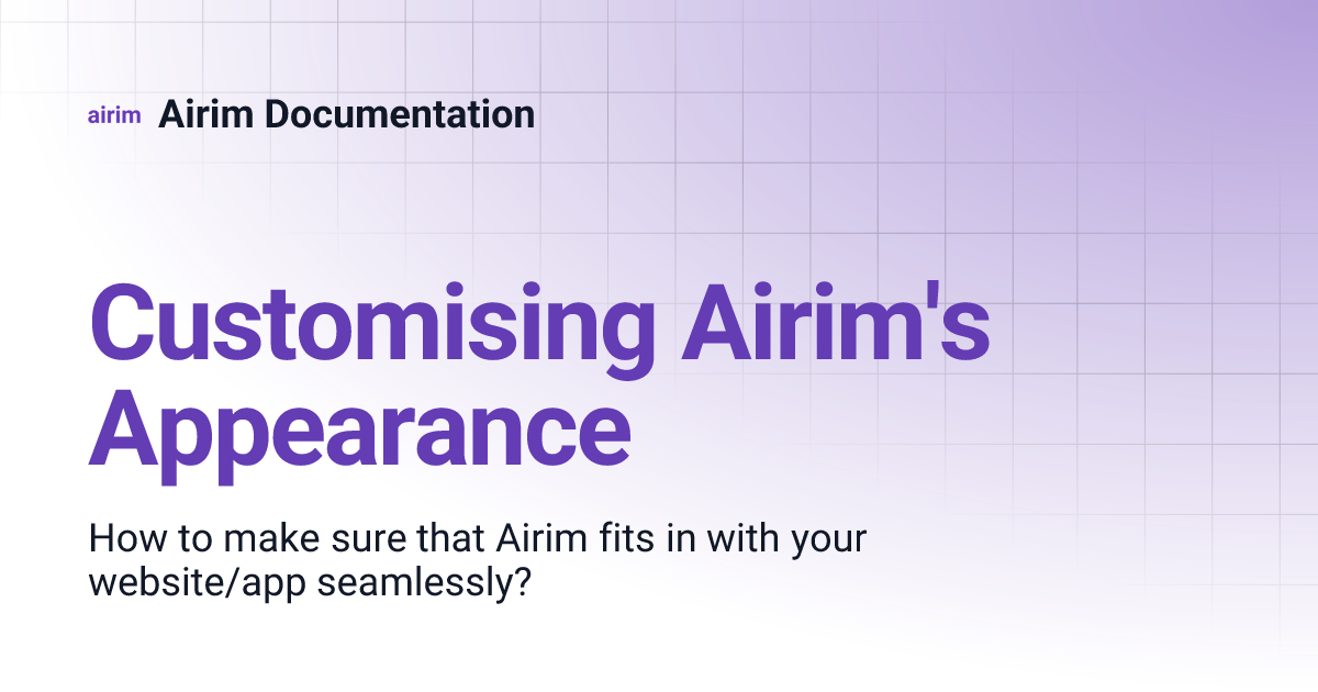 Customising Airim's Appearance | Airim Documentation